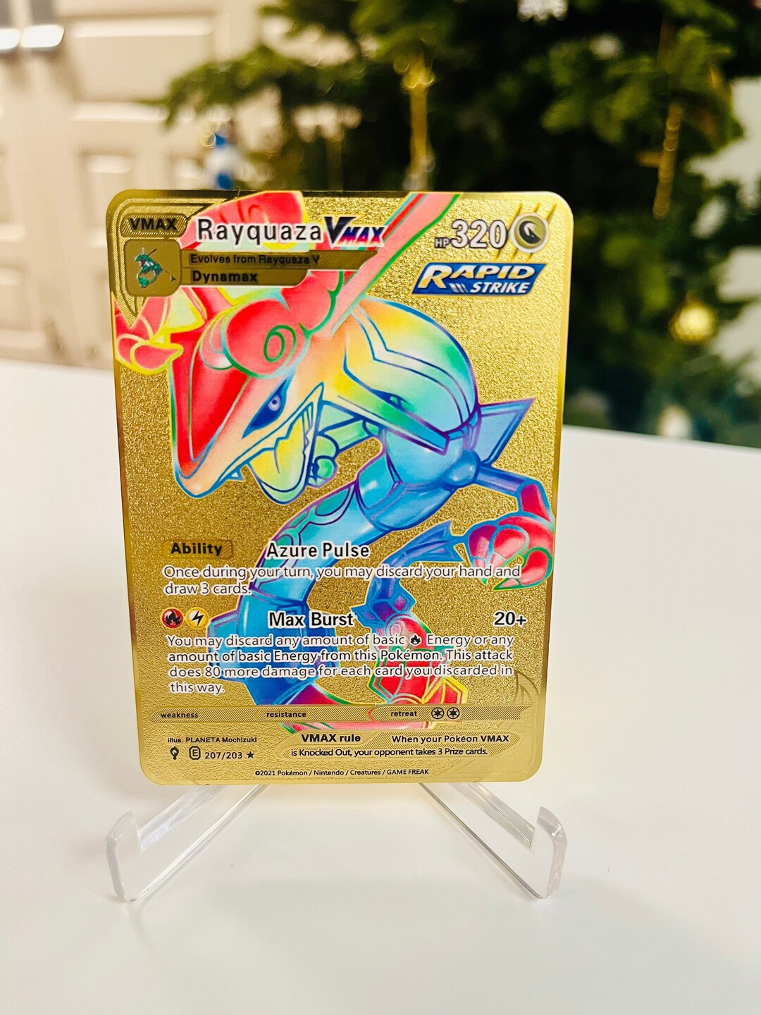 Rayquaza VMAX Custom Gold Metal Pokémon Card - Etsy