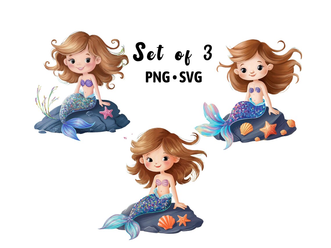 Png Files Cute Little Mermaid, Png for Designs, Svg File Cricut, for ...