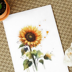 Sunflower Png File, Painted Watercolor Sunflower Svg File, Png for ...