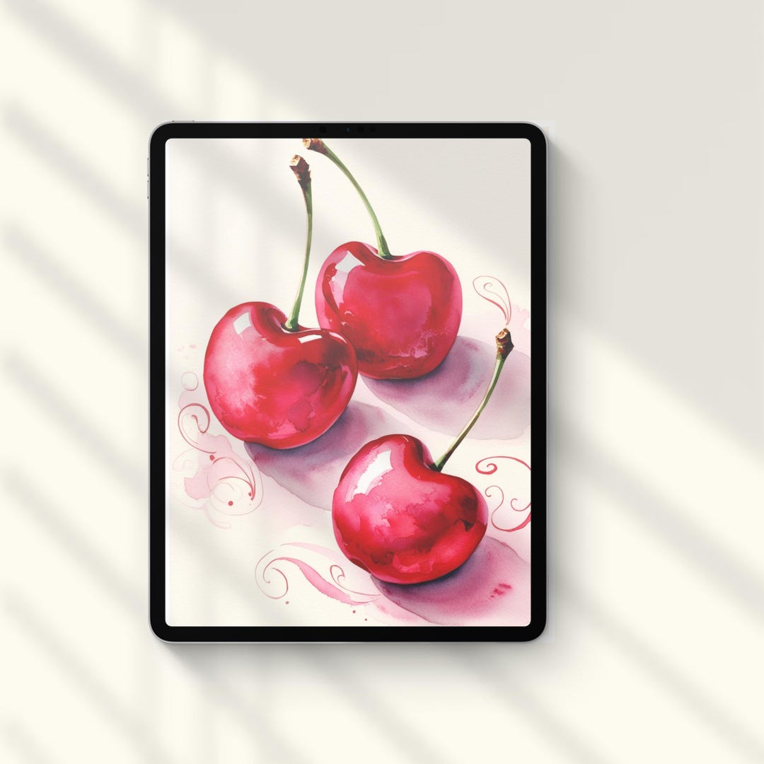 Cherry Wall Art Print Preppy Bedroom Home Decor, Nursery Poster Digital ...