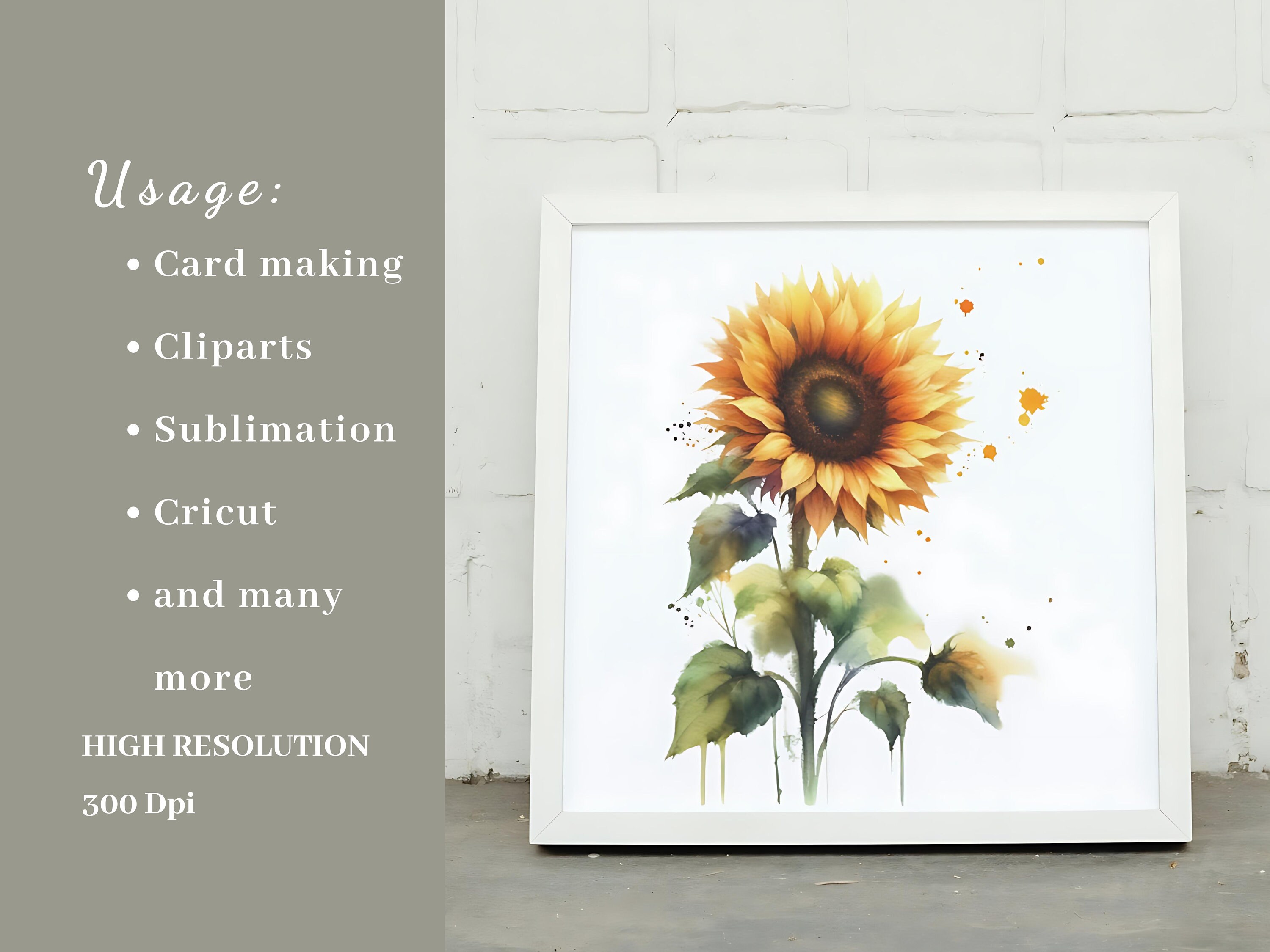Sunflower Png File, Painted Watercolor Sunflower Svg File, Png for ...