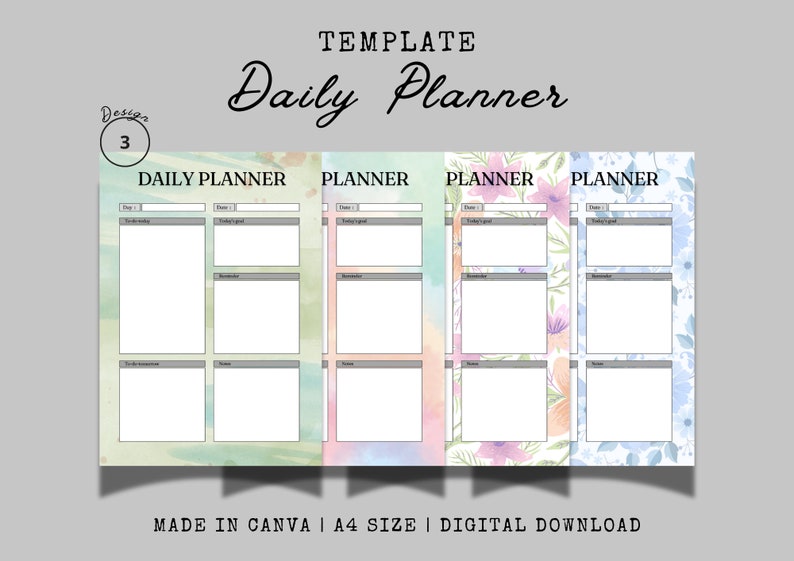 Daily Planner, Printable Daily Planner, A4 Size, Template, Instant ...