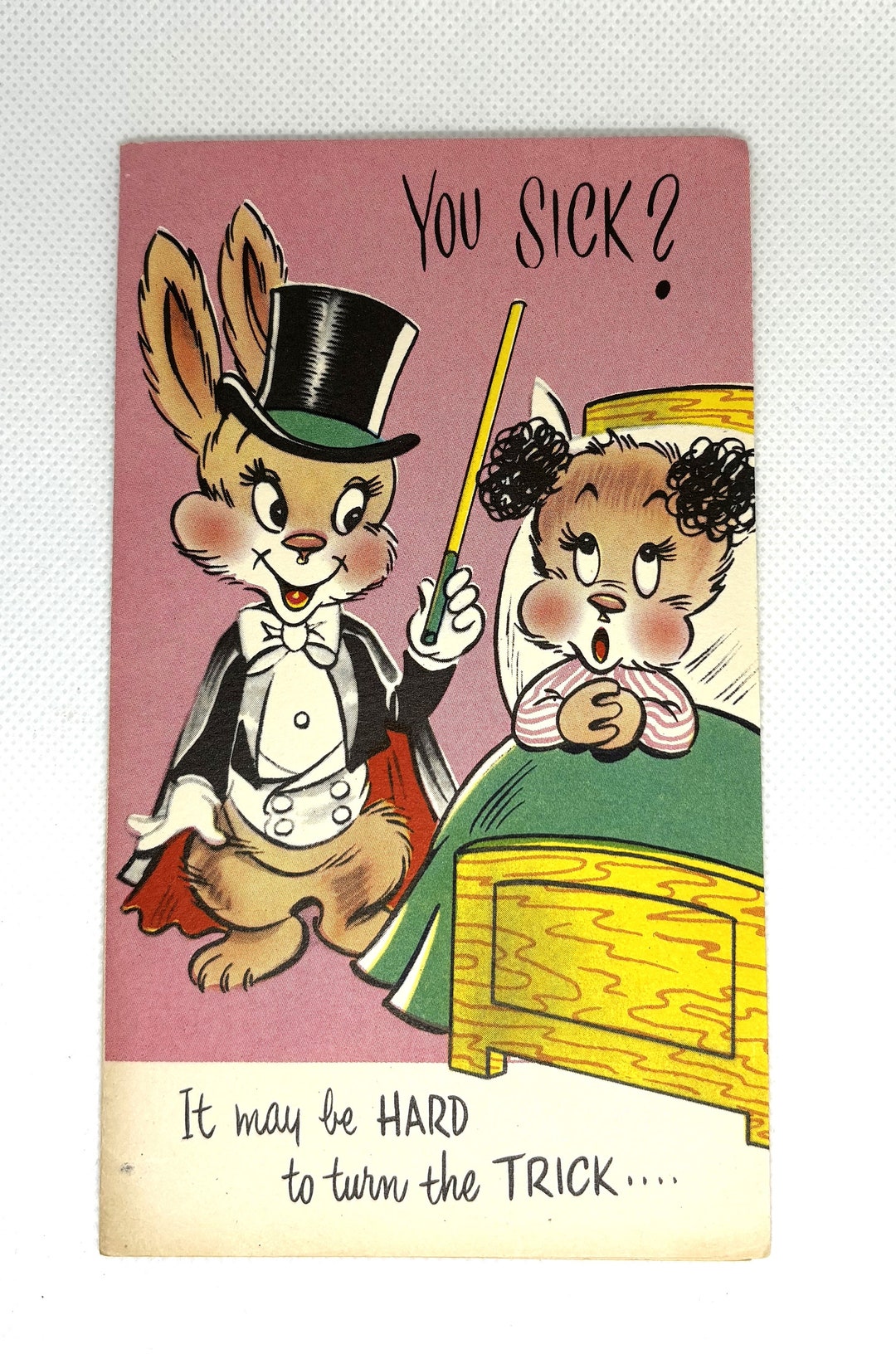 Vintage 1950's Get Well Cartoon Card Used and Signed Great Graphics for ...