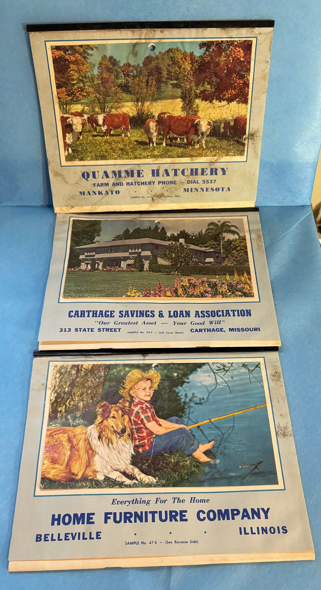 3 Vintage 1955 1956 Calendars Hatchery Furniture and Savings Loans Free ...