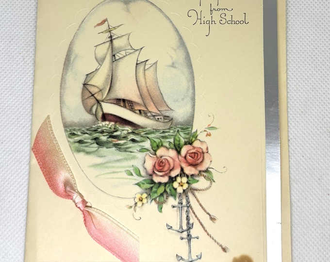 Vintage 1937 High School Graduation Card USED and Signed. Great for ...