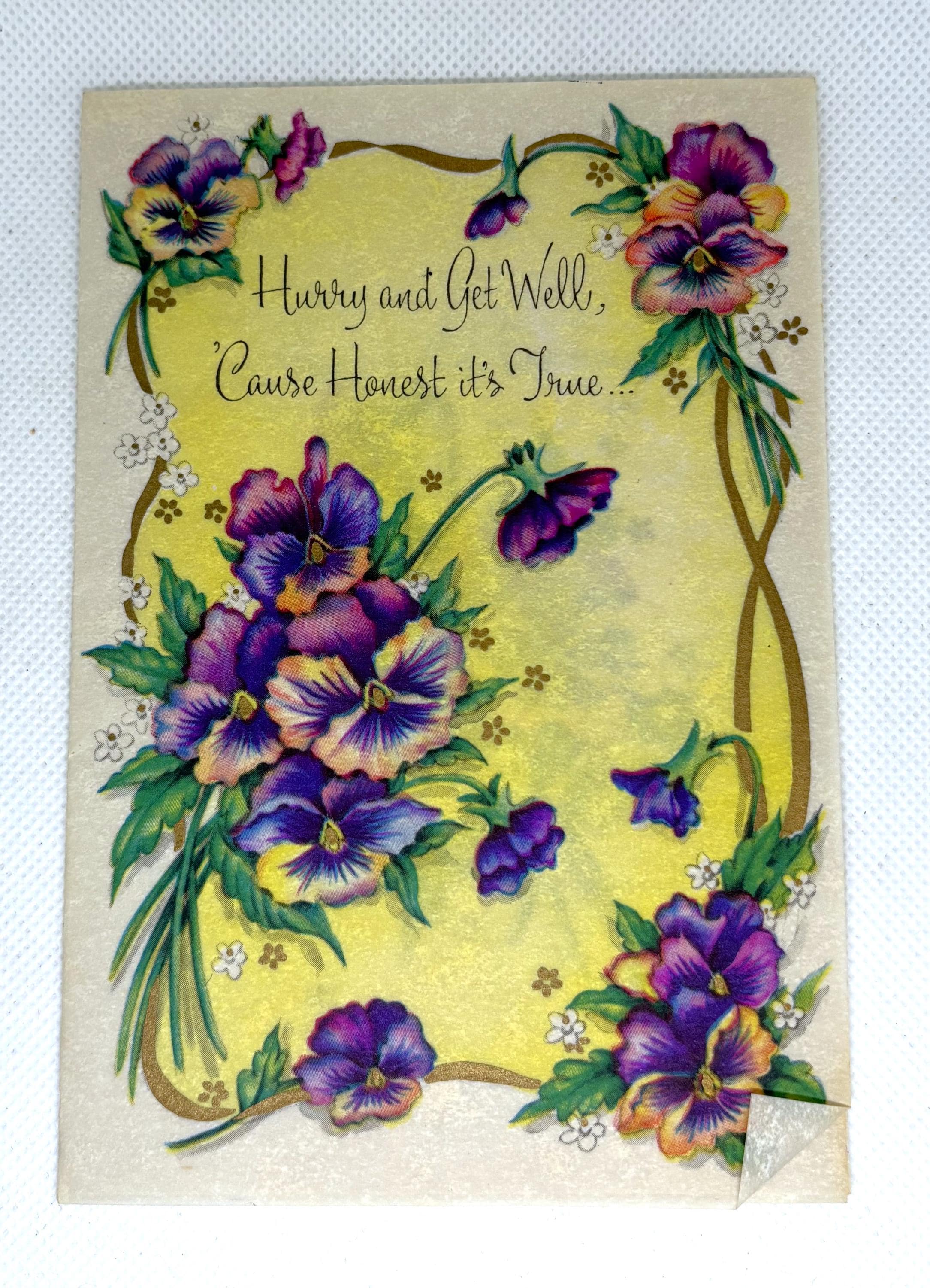 Vintage 1950's Get Well Card USED and Signed, Flowers, Great Graphics ...