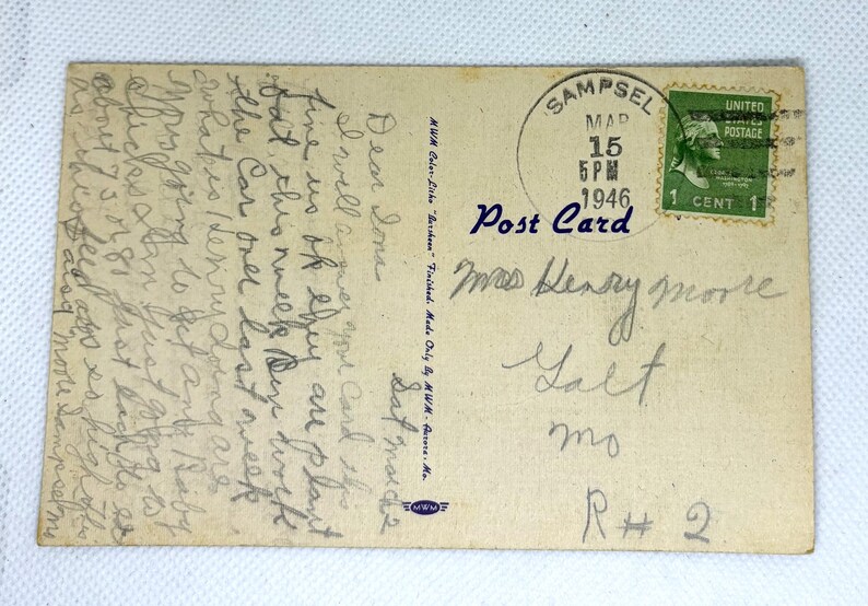 Vintage USED W/ Note Hillbilly Cartoon Greetings Postcard 1946 "if You ...