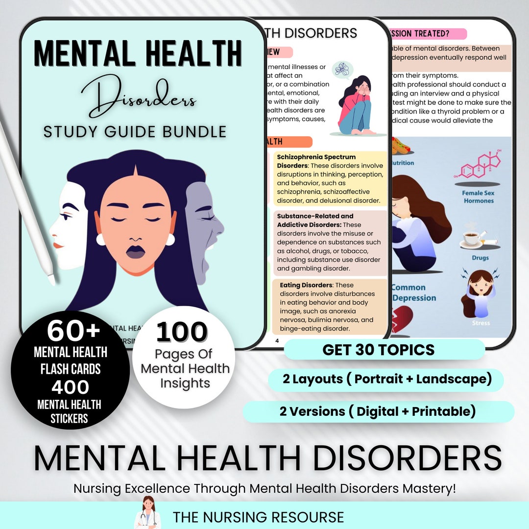 Mental Health Disorders Study Guide & Flashcards With Goodnotes ...