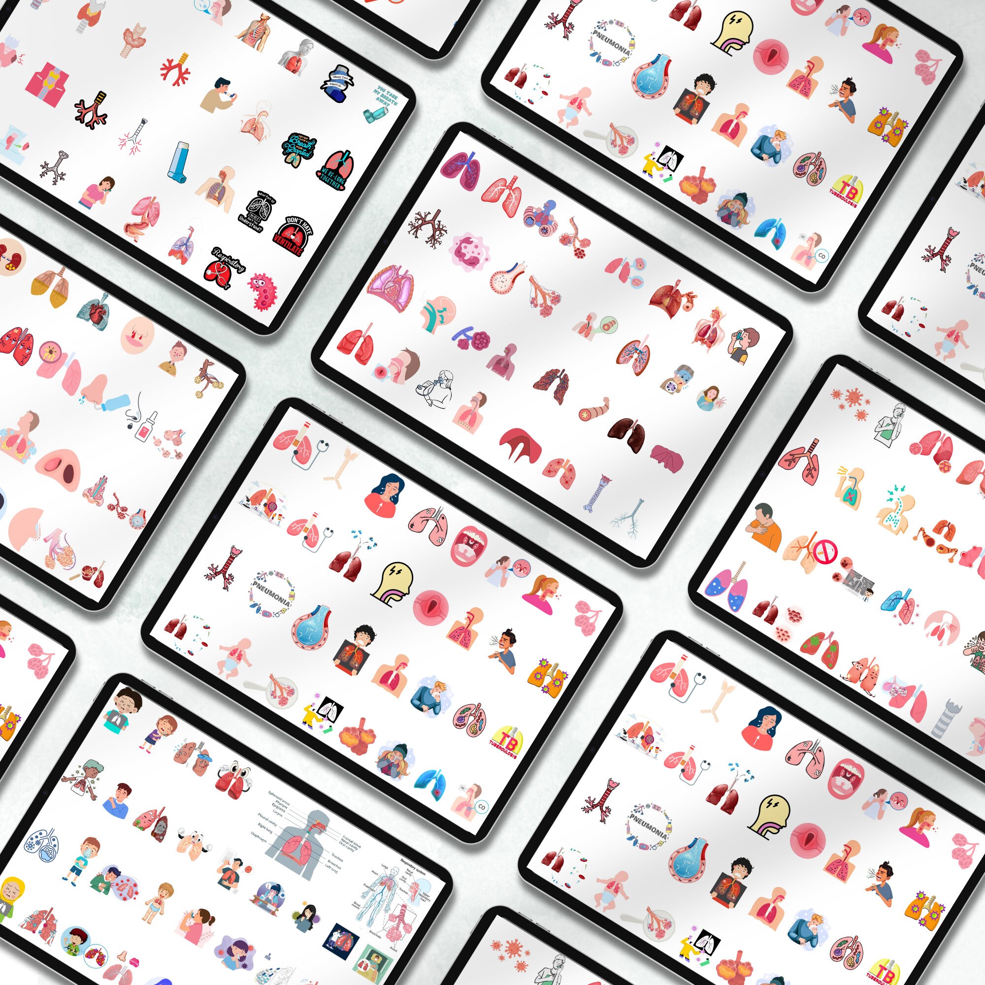 285+ Respiratory System Sticker Bundle | Goodnotes Stickers | Pre ...