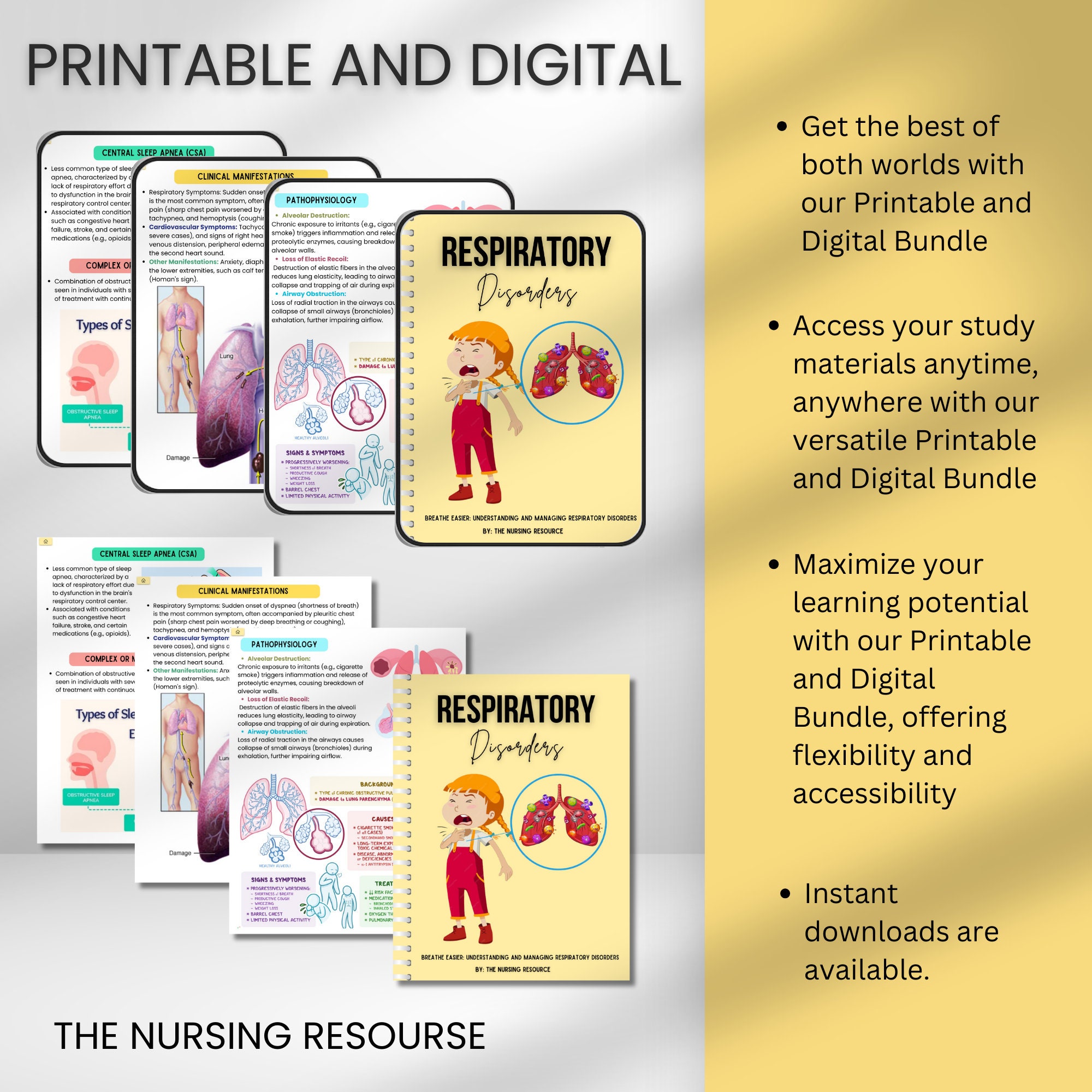 Respiratory Therapy Notes | Respiratory System Disorders Bundle ...