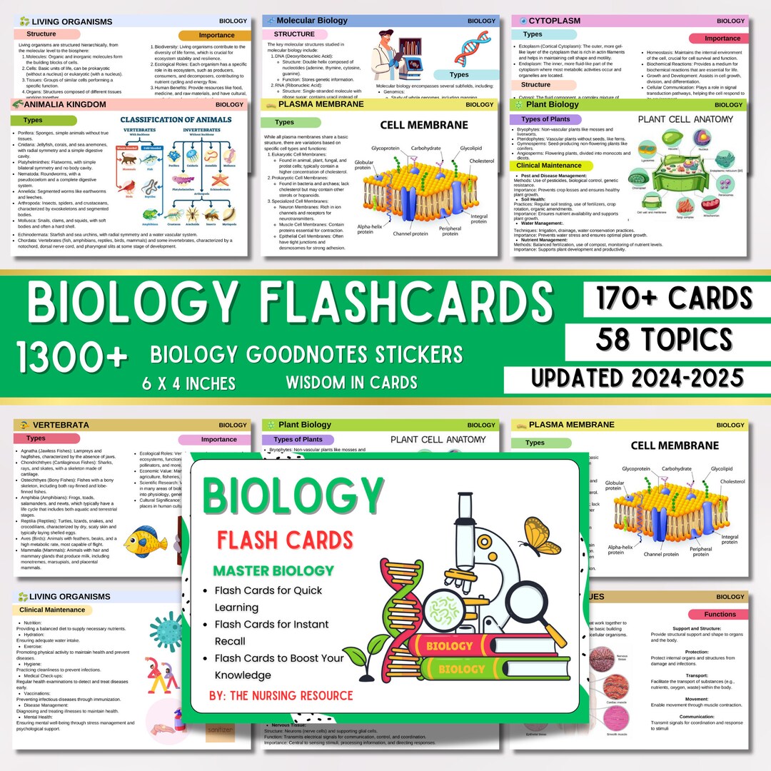 170+ Biology Flashcards Bundle | Biology Notes | Study Guide | Biology ...