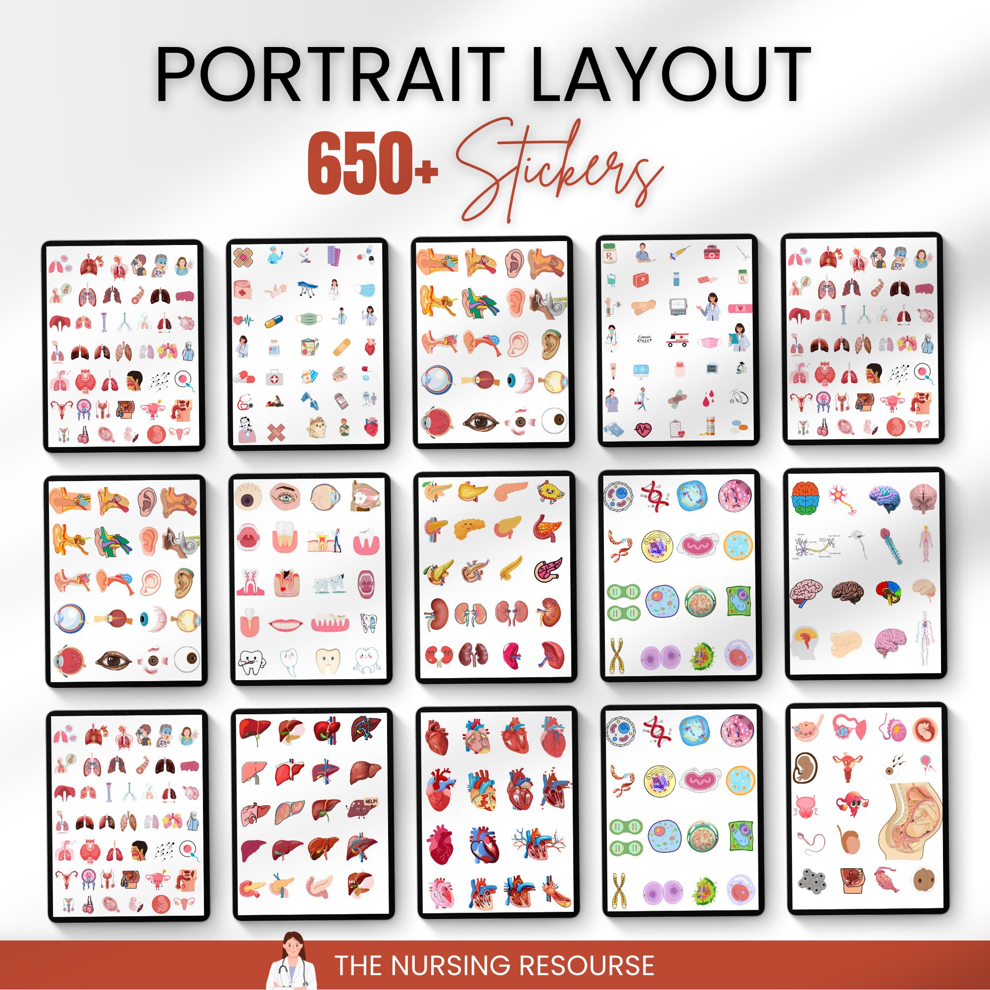 Anatomy & Biology Goodnotes Stickers | Pre-cropped Human Body Stickers ...