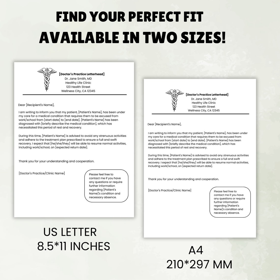 Doctor Excuse Letter | Doctor Note Template | Doctors Note for Work ...