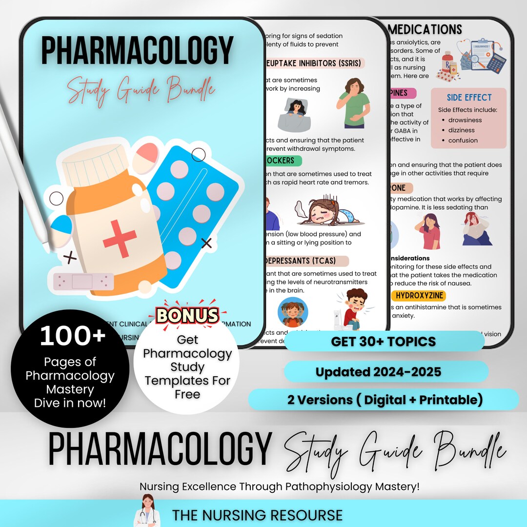 Pharmacology Study Guide Bundle | Pharmacology Nursing | Nursing Notes ...