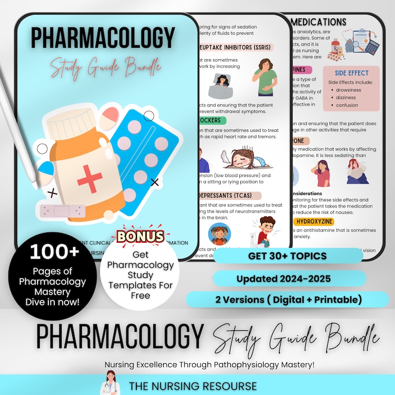 Pharmacology Study Guide Bundle | Pharmacology Nursing | Nursing Notes ...