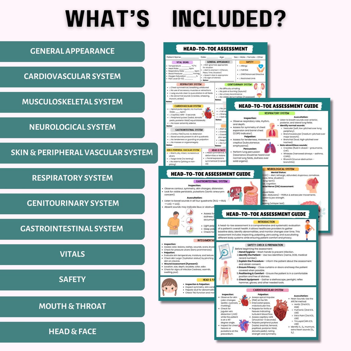 Nursing Head-to-toe Assessment Guide | Assessment Checklist | Head to ...