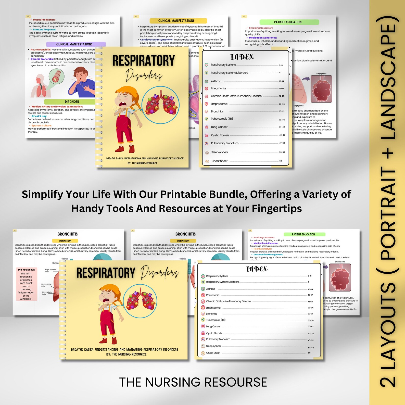Respiratory Therapy Notes | Respiratory System Disorders Bundle ...