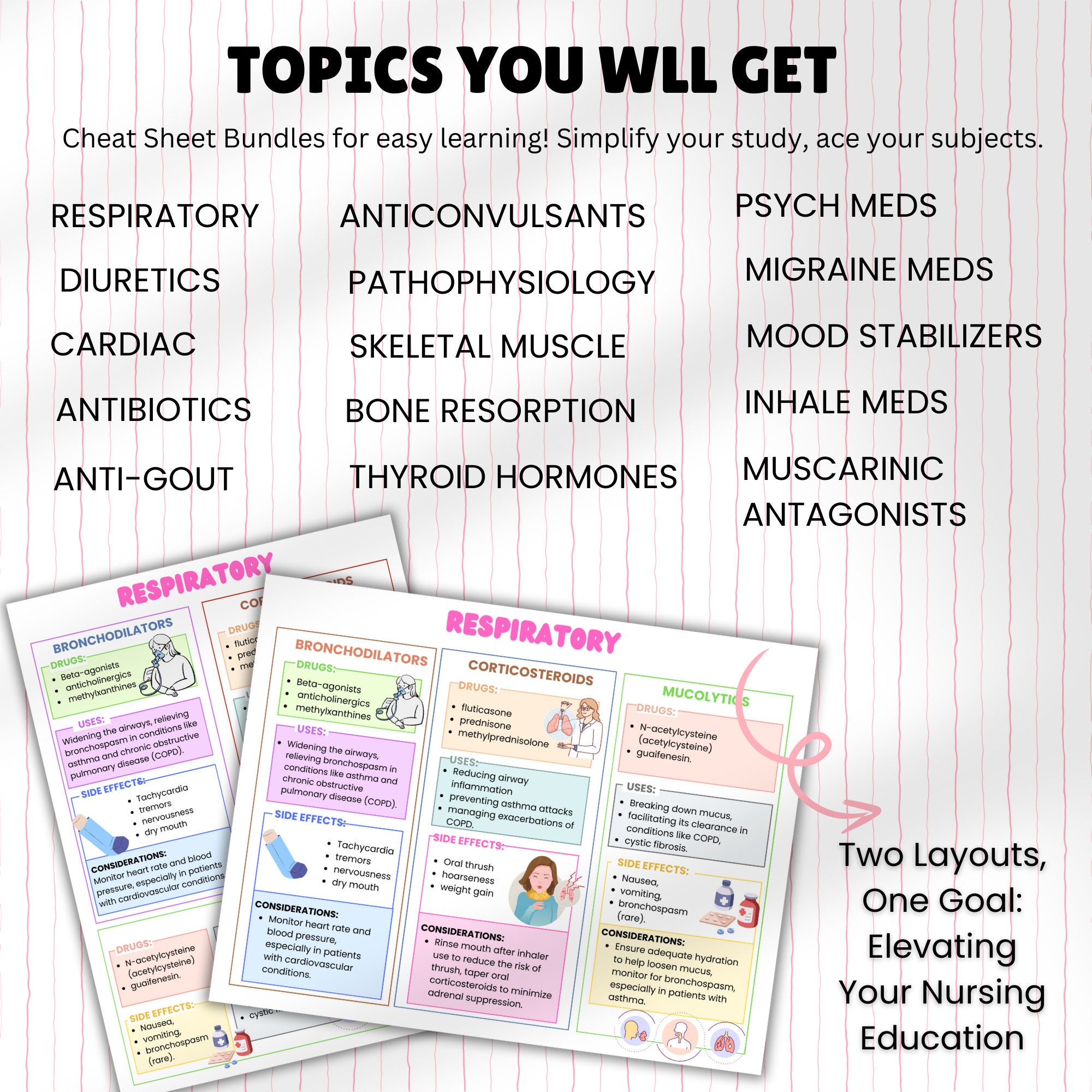 Nursing Cheat Sheet Bundle Nursing Notes Nursing Student Pharmacology ...