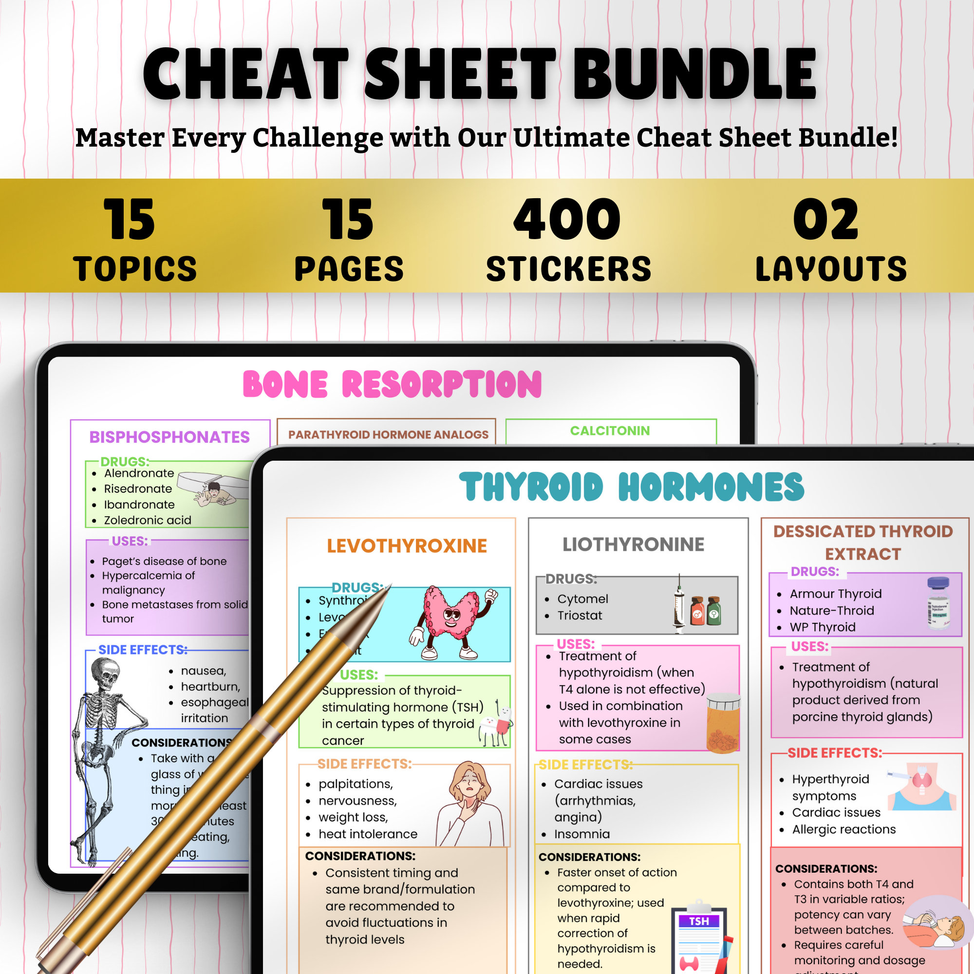 Nursing Cheat Sheet Bundle Nursing Notes Nursing Student Pharmacology ...