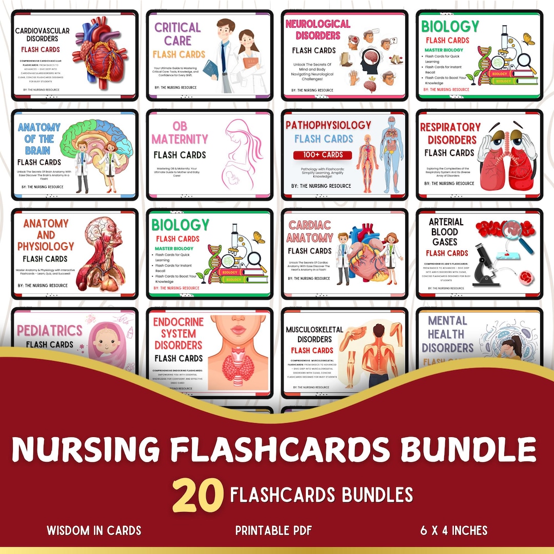 Nursing Flashcards Bundle | Nursing Study Guide | Nursing Bundle | 20 ...