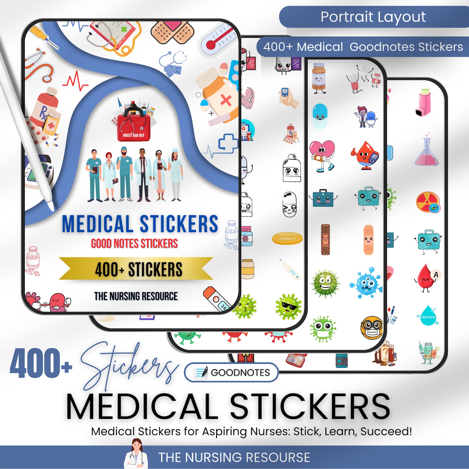 400+ Medical Stickers Goodnotes | Cute Medical Stickers | iPad Stickers ...
