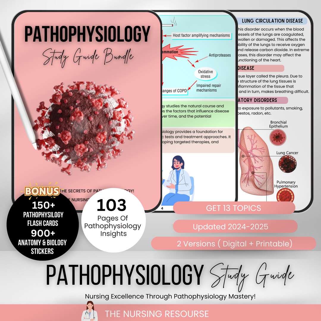 Pathophysiology Study Guide Bundle 100 Pages Pathophysiology Notes ...