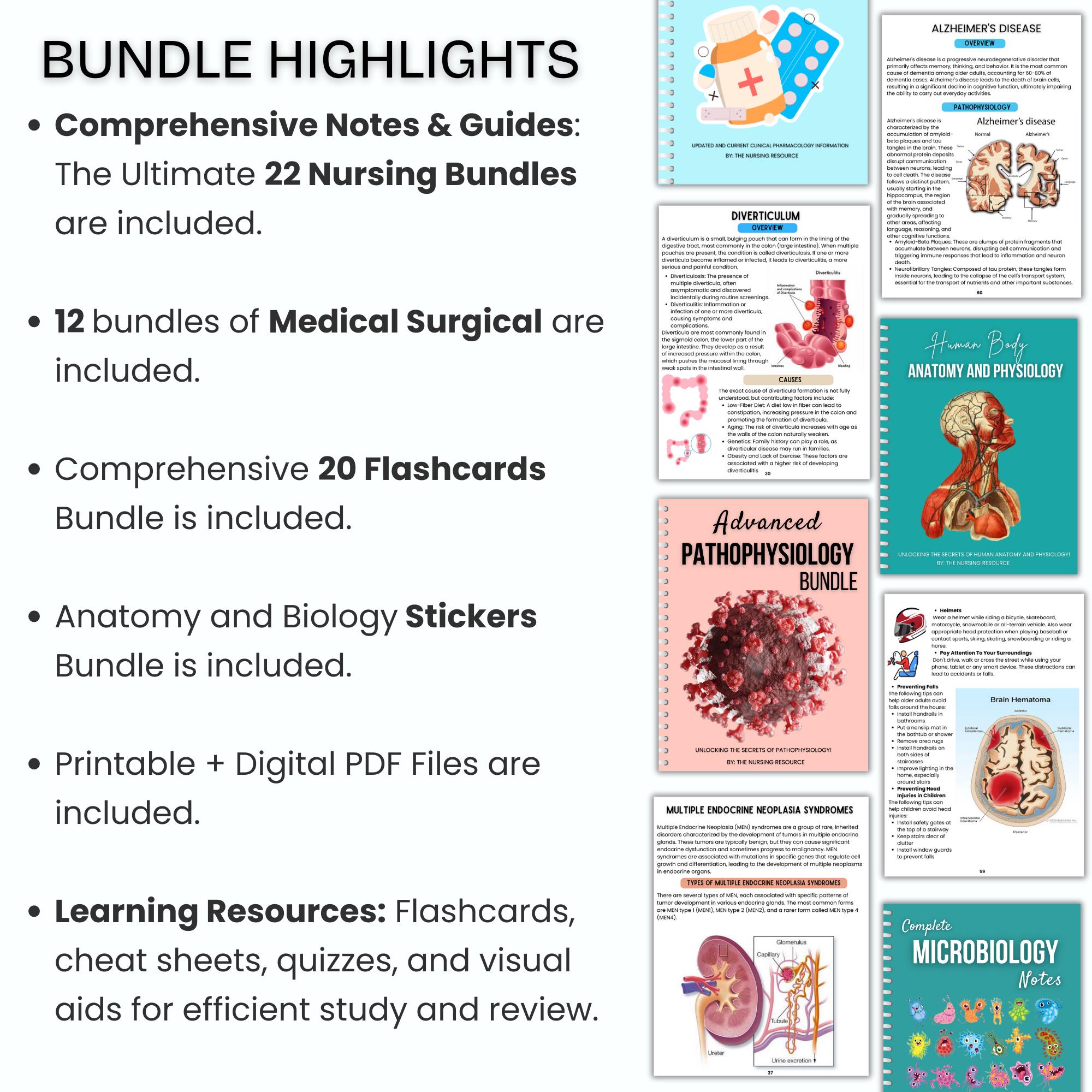 Comprehensive Nursing Notes Bundle, Nursing Study Guide, Anatomy ...