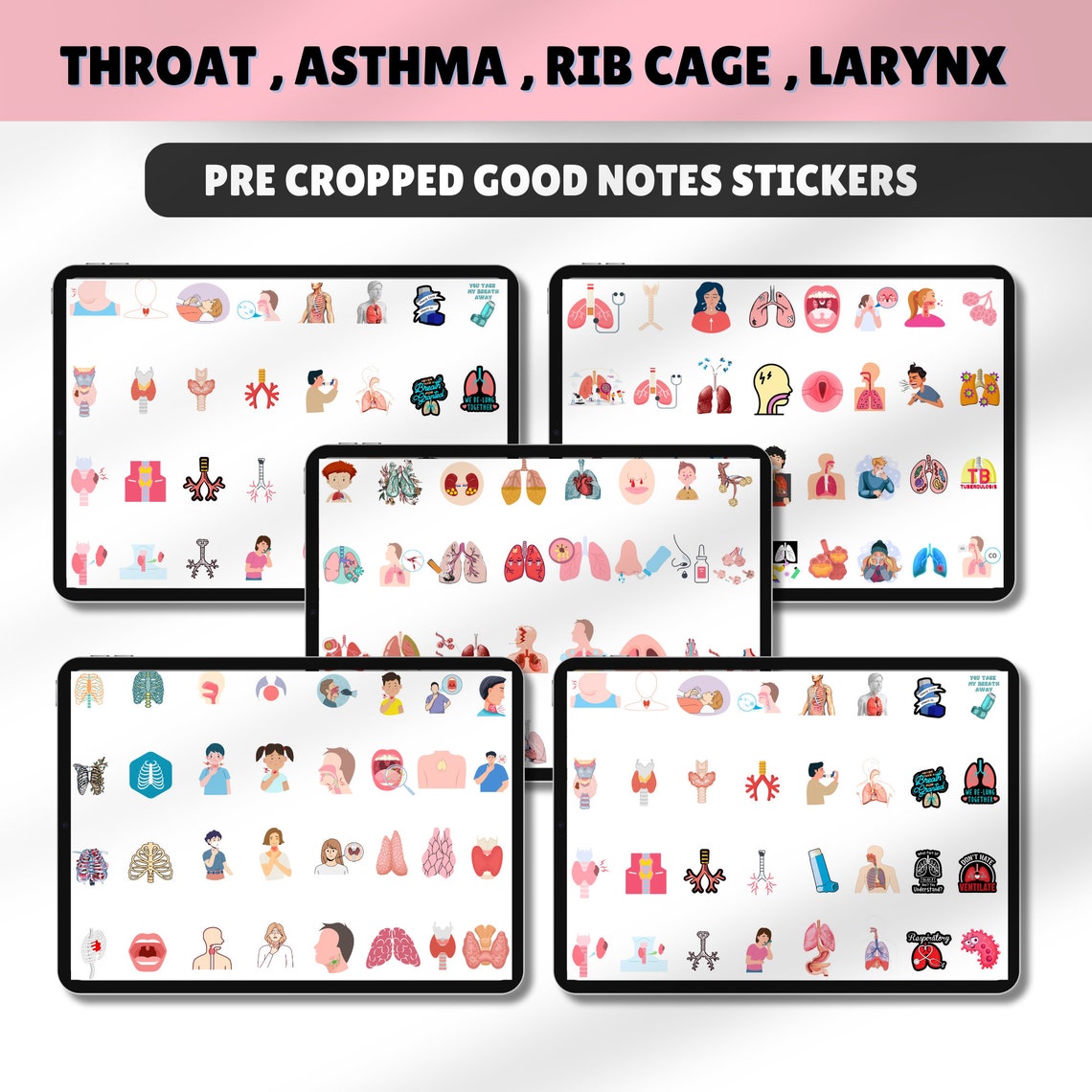 285+ Respiratory System Sticker Bundle | Goodnotes Stickers | Pre ...