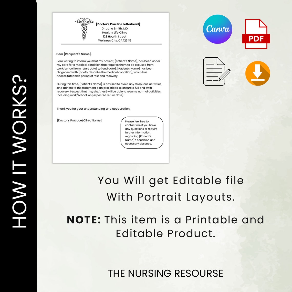 Doctor Excuse Letter | Doctor Note Template | Doctors Note for Work ...
