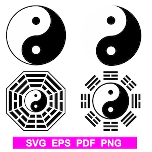 Yin Yang and Bagua Svg, Yin Yang Clipart, Bagua Clipart, Tai Chi Svg ...