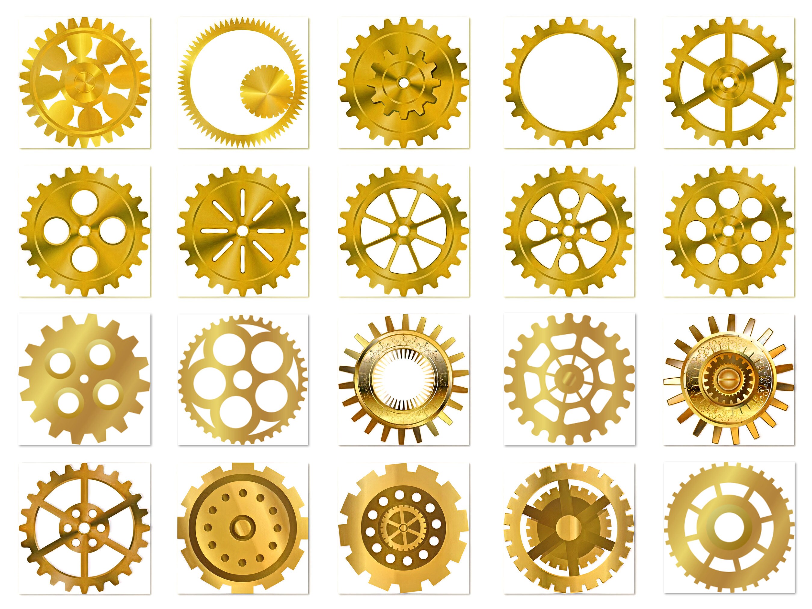 Mega Gear Collection. 318 Digital Images. SVG, JPG & PNG Files. Gold ...