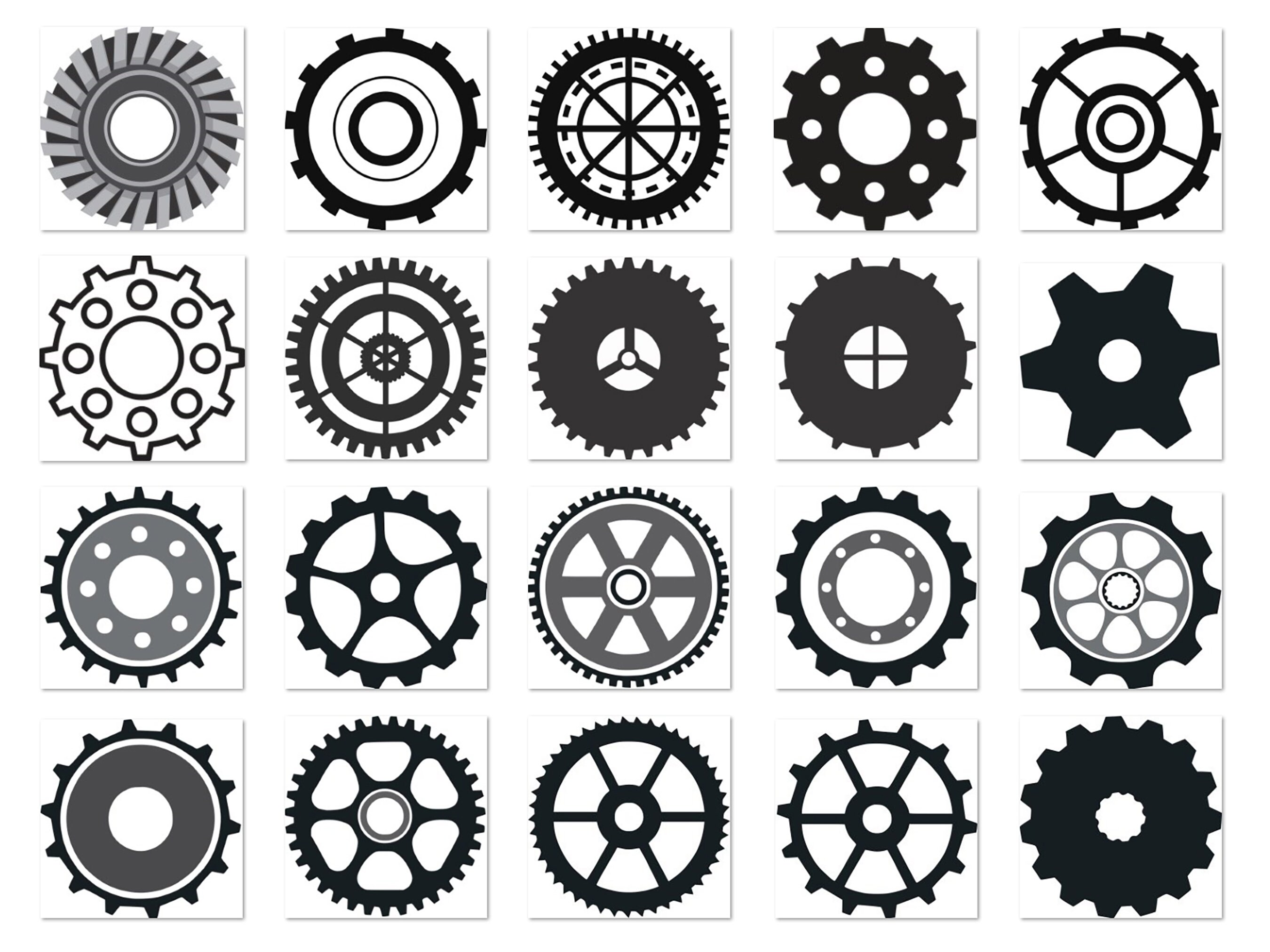 Mega Gear Collection. 318 Digital Images. SVG, JPG & PNG Files. Gold ...