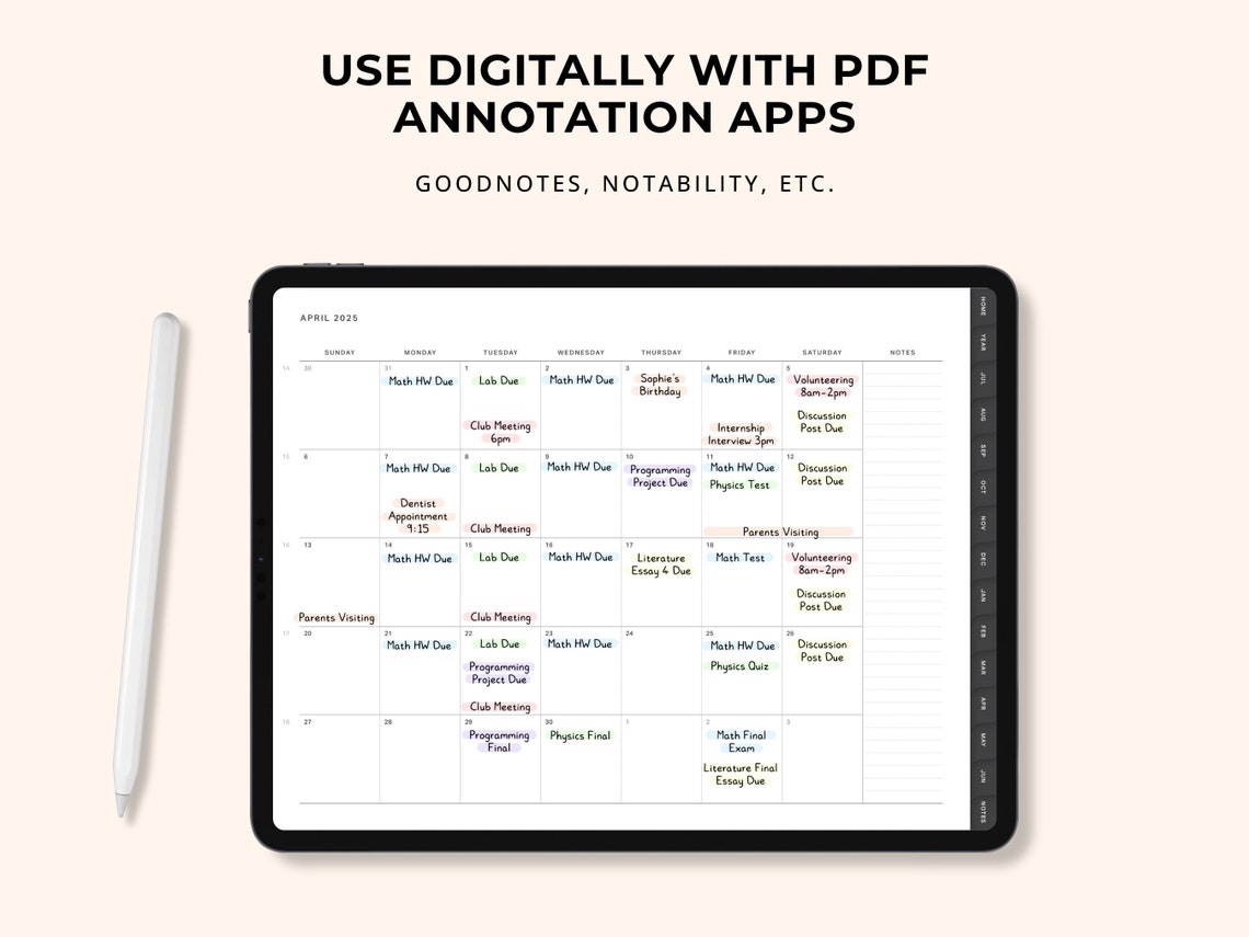 Midyear 2024 2025 Digital Planner Weekly Half Hour Schedule Academic ...
