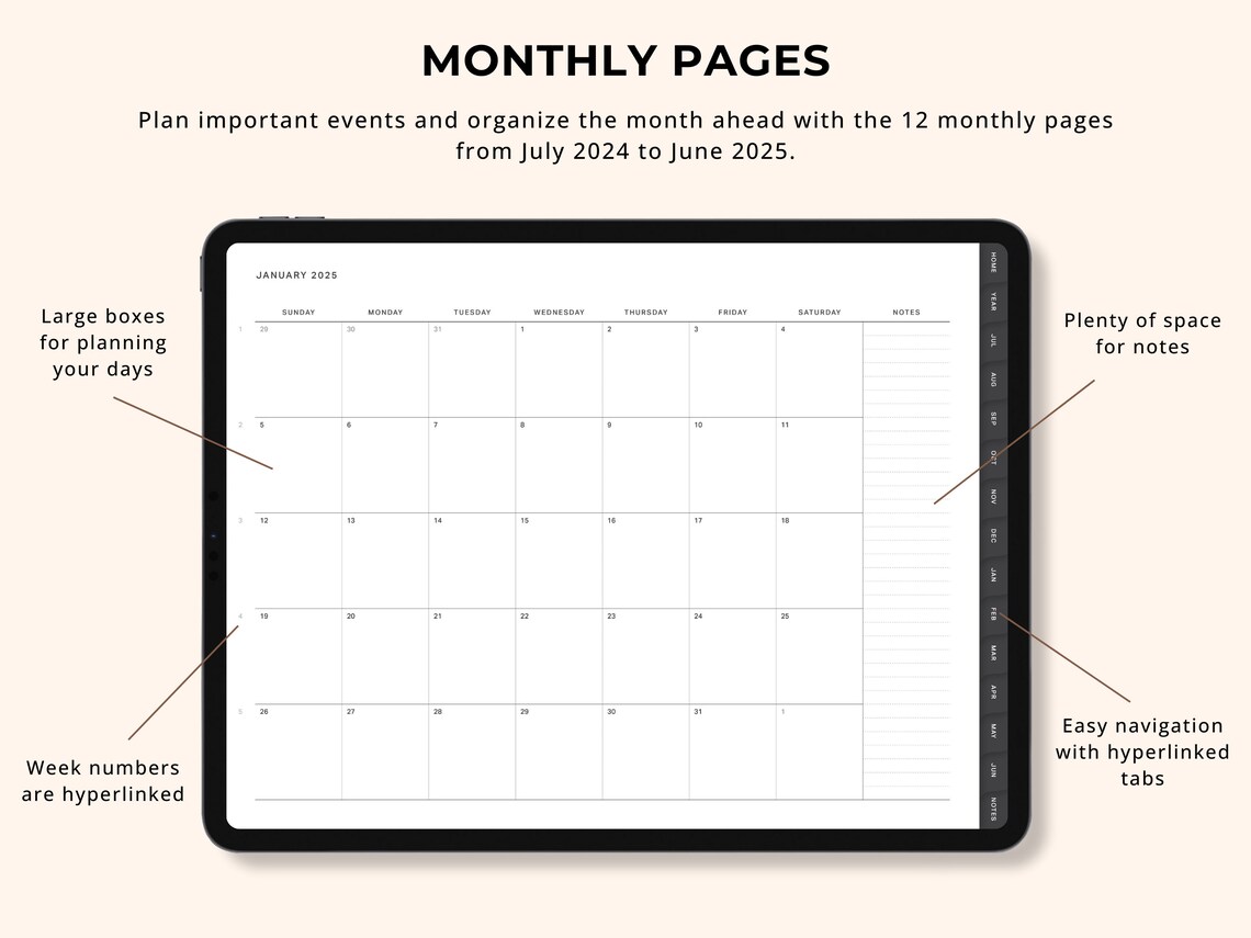 Midyear 2024 2025 Digital Planner Weekly Half Hour Schedule Academic ...