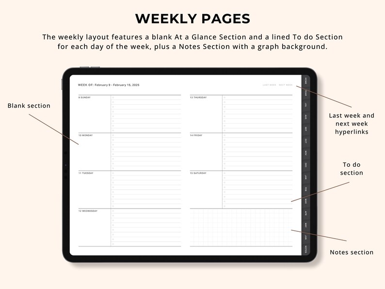 Midyear 2024 2025 Digital Planner, Weekly Digital Planner, Landscape ...