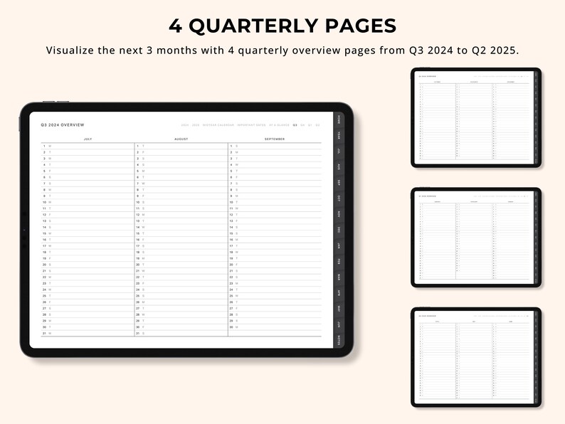 Midyear 2024 2025 Digital Planner, Digital Monthly Planner, Landscape ...