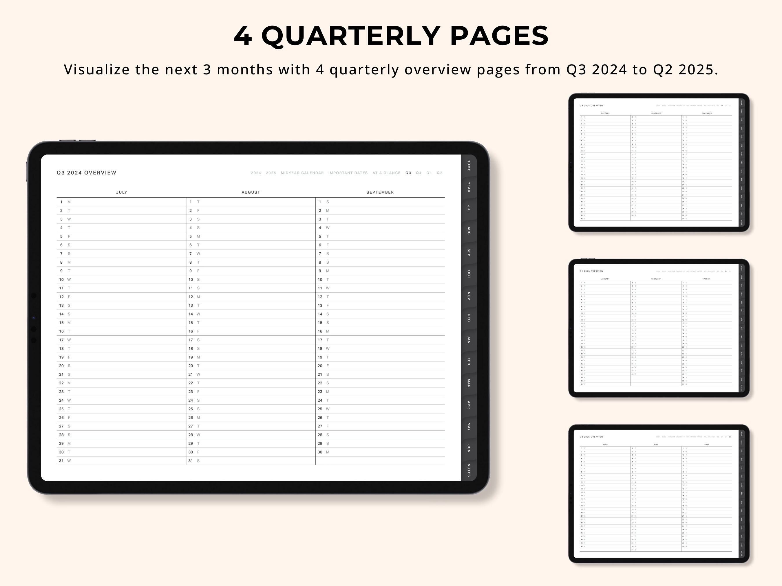 Midyear 2024 2025 Digital Planner, Digital Monthly Planner, Landscape ...