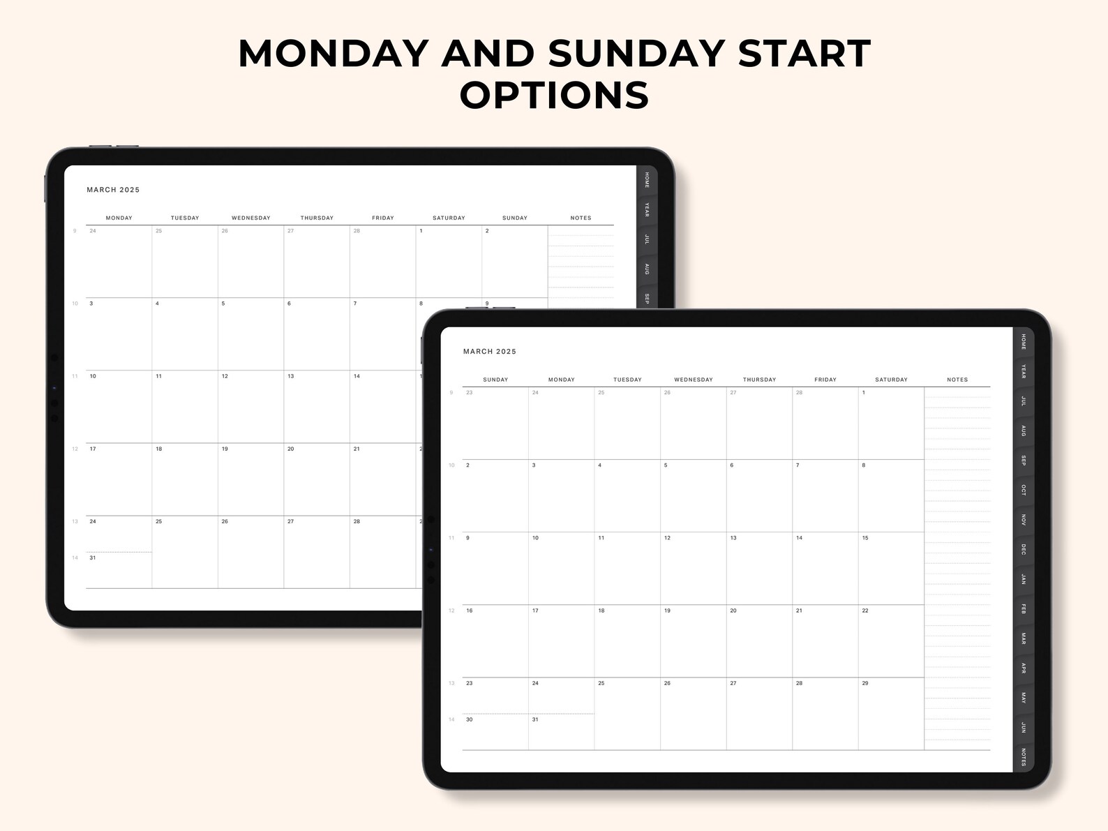Midyear 2024 2025 Digital Planner, Digital Monthly Planner, Landscape ...