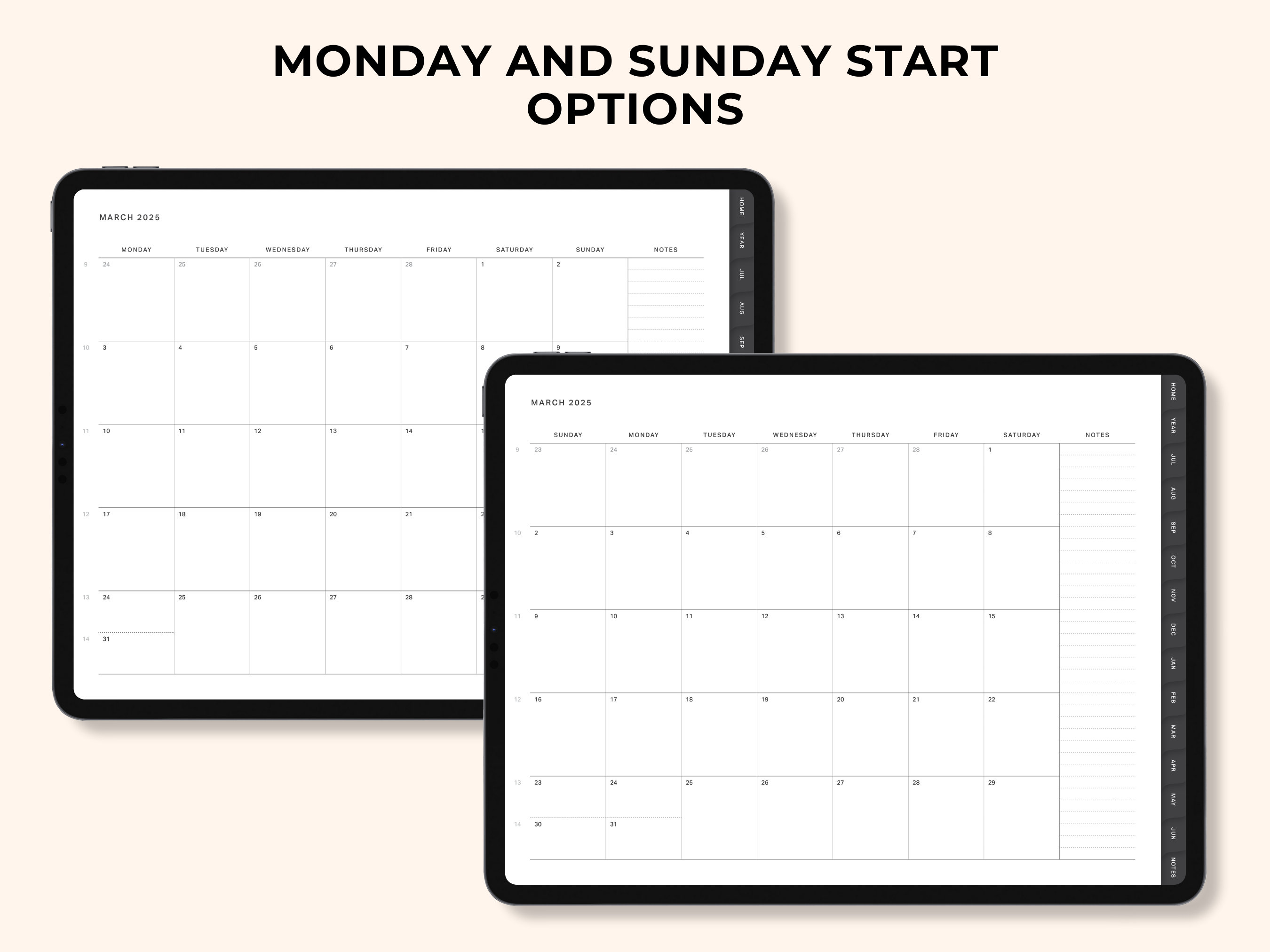 Midyear 2024 2025 Digital Planner, Digital Monthly Planner, Landscape ...