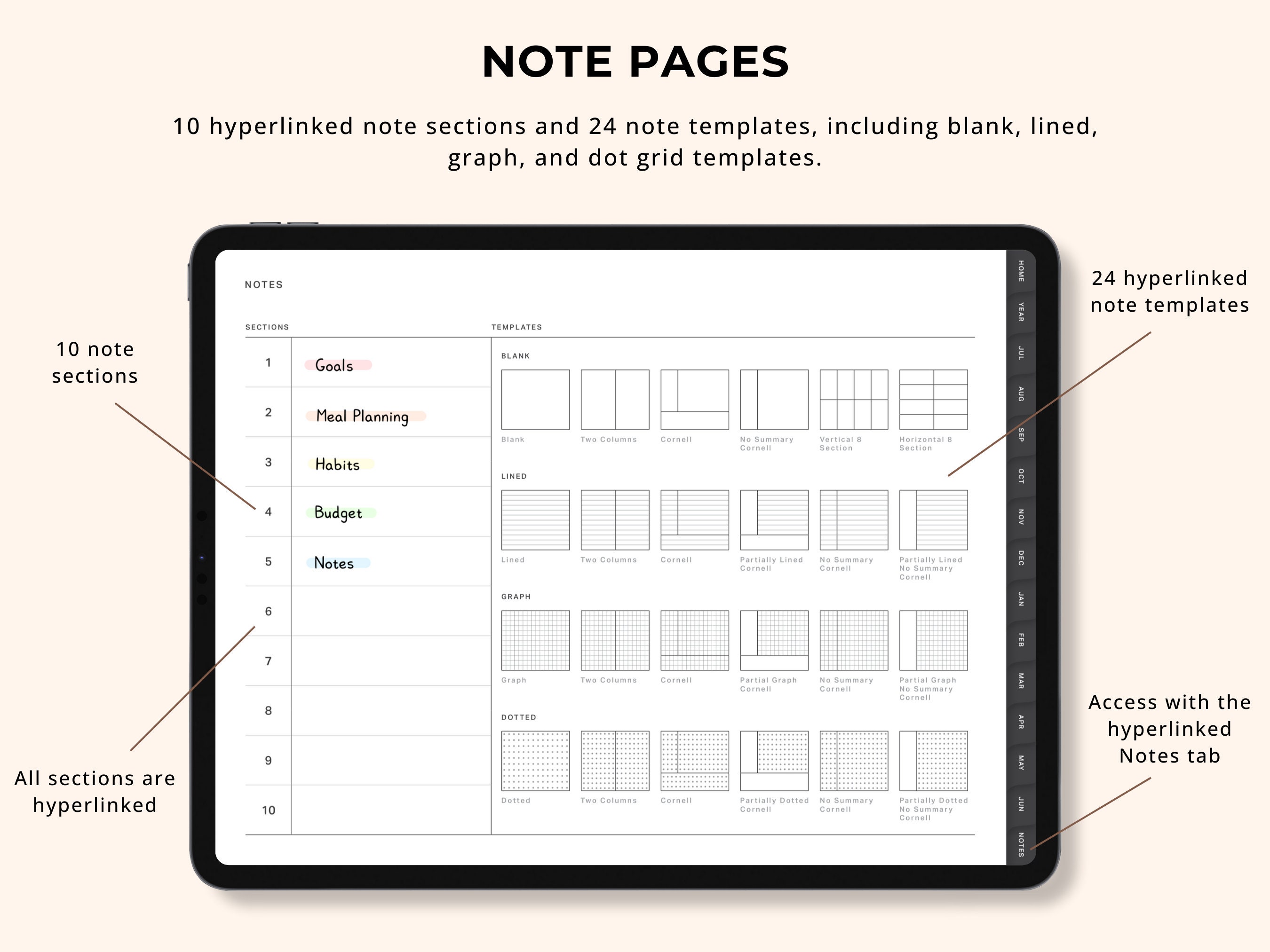 Midyear 2024 2025 Digital Planner, Digital Monthly Planner, Landscape ...
