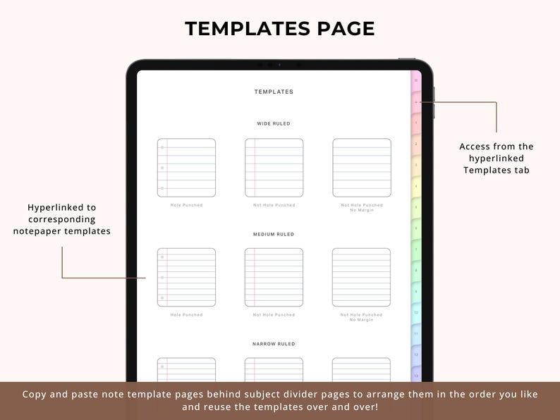 16 Subject Digital Notebook, Portrait Style, Student Notes (hyperlinked ...