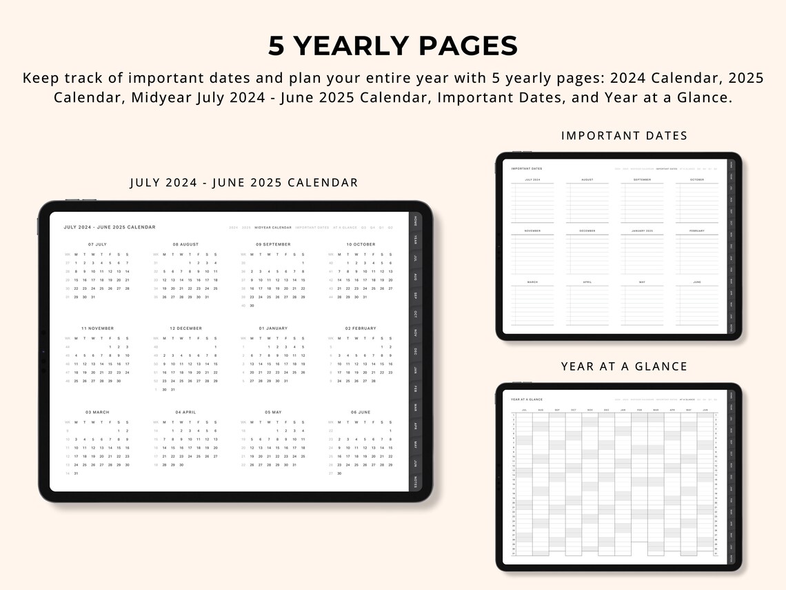 Midyear 2024 2025 Digital Planner Weekly Half Hour Schedule Academic ...