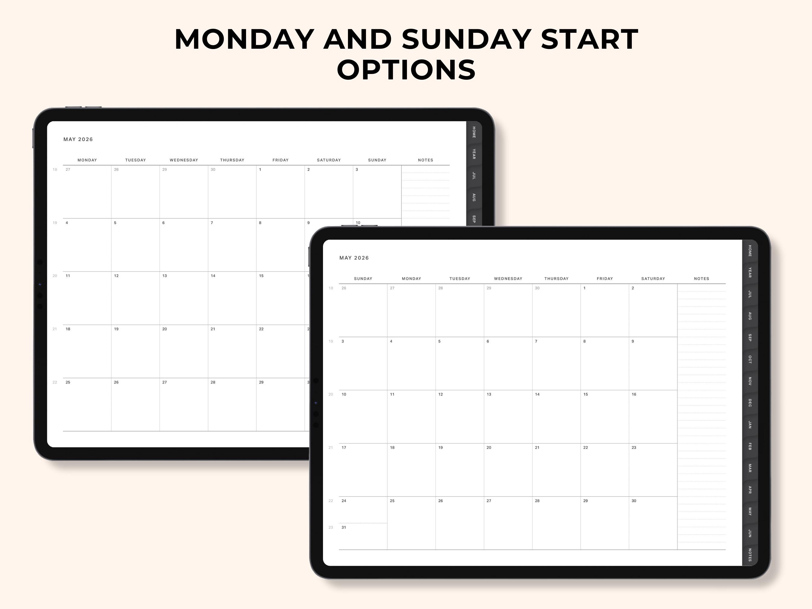 2025-2026 Midyear Digital Monthly Planner, Goodnotes Notability ...