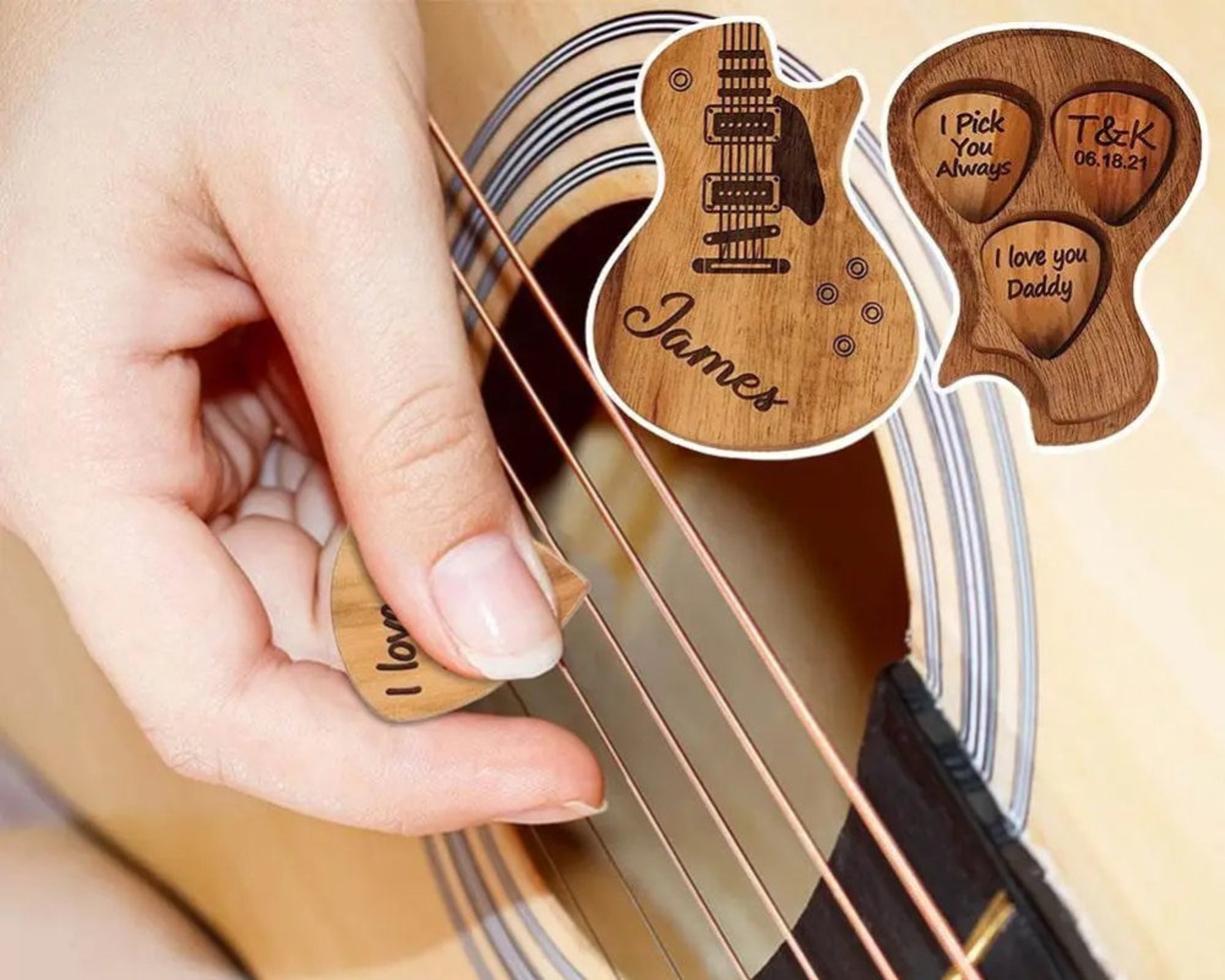 Custom Wood Guitar Picks Box Personalized Guitar Pick Box - Etsy