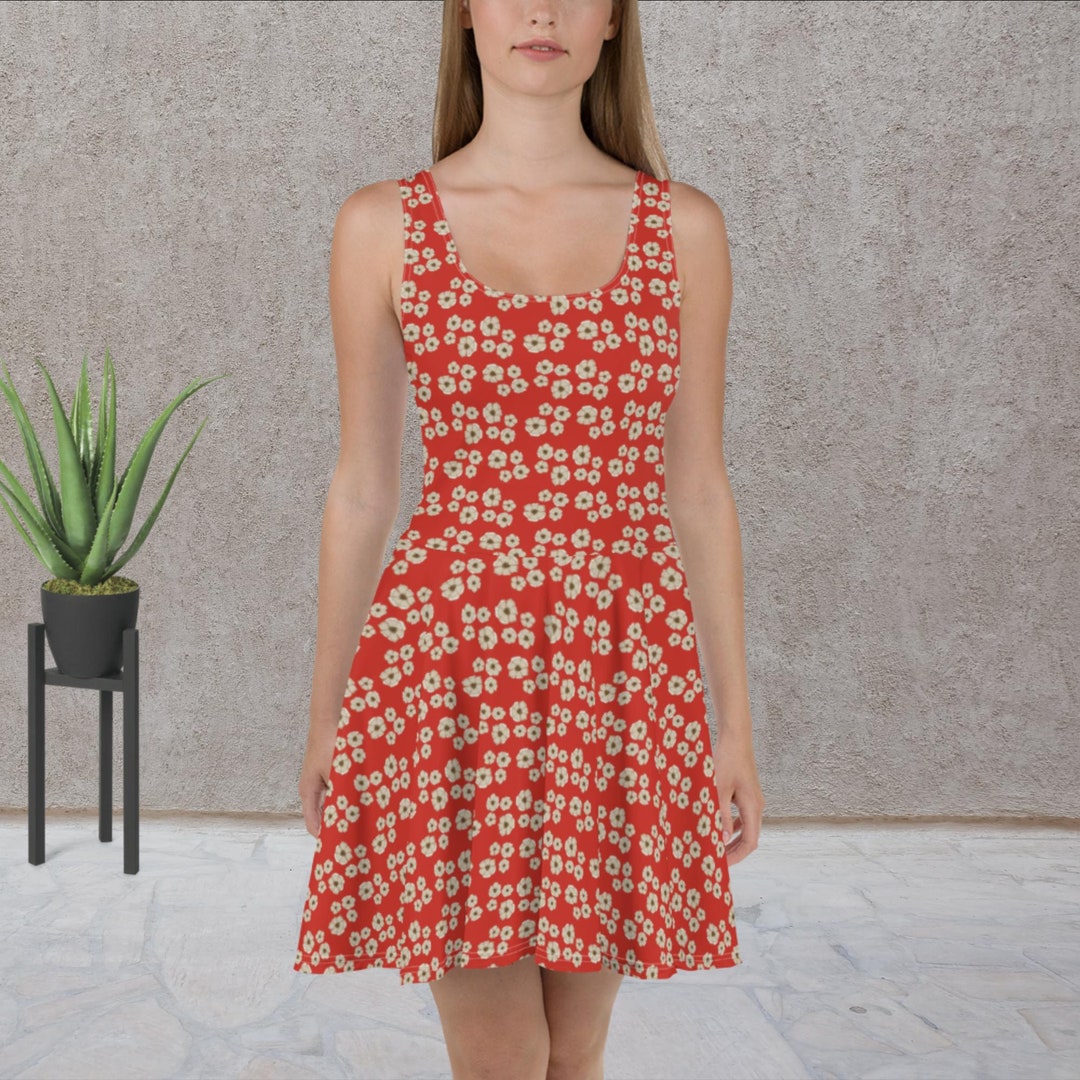 Floral Red Sun Dress - Etsy