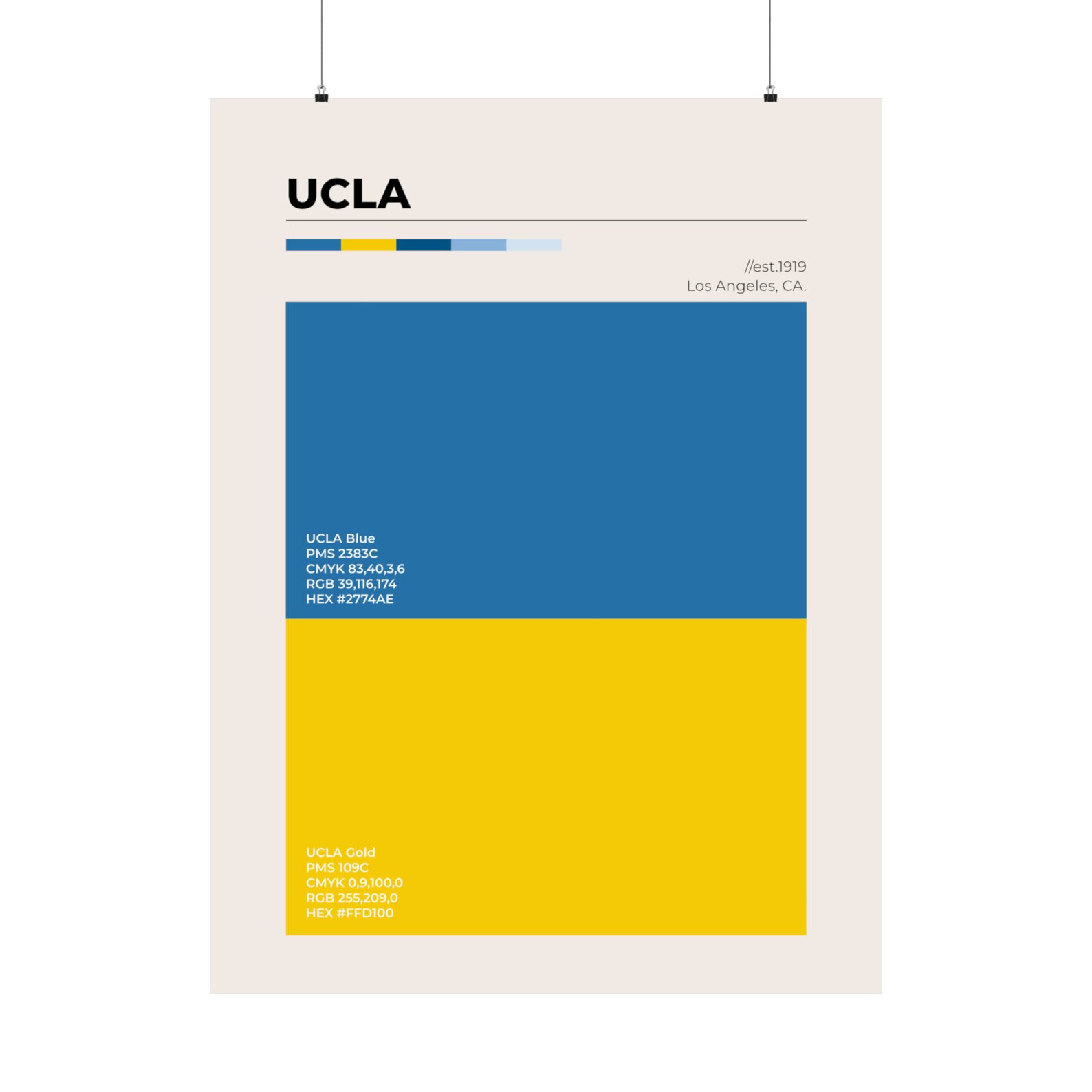 UCLA Bruins Pantone Poster Collegiate Wall Art - Etsy