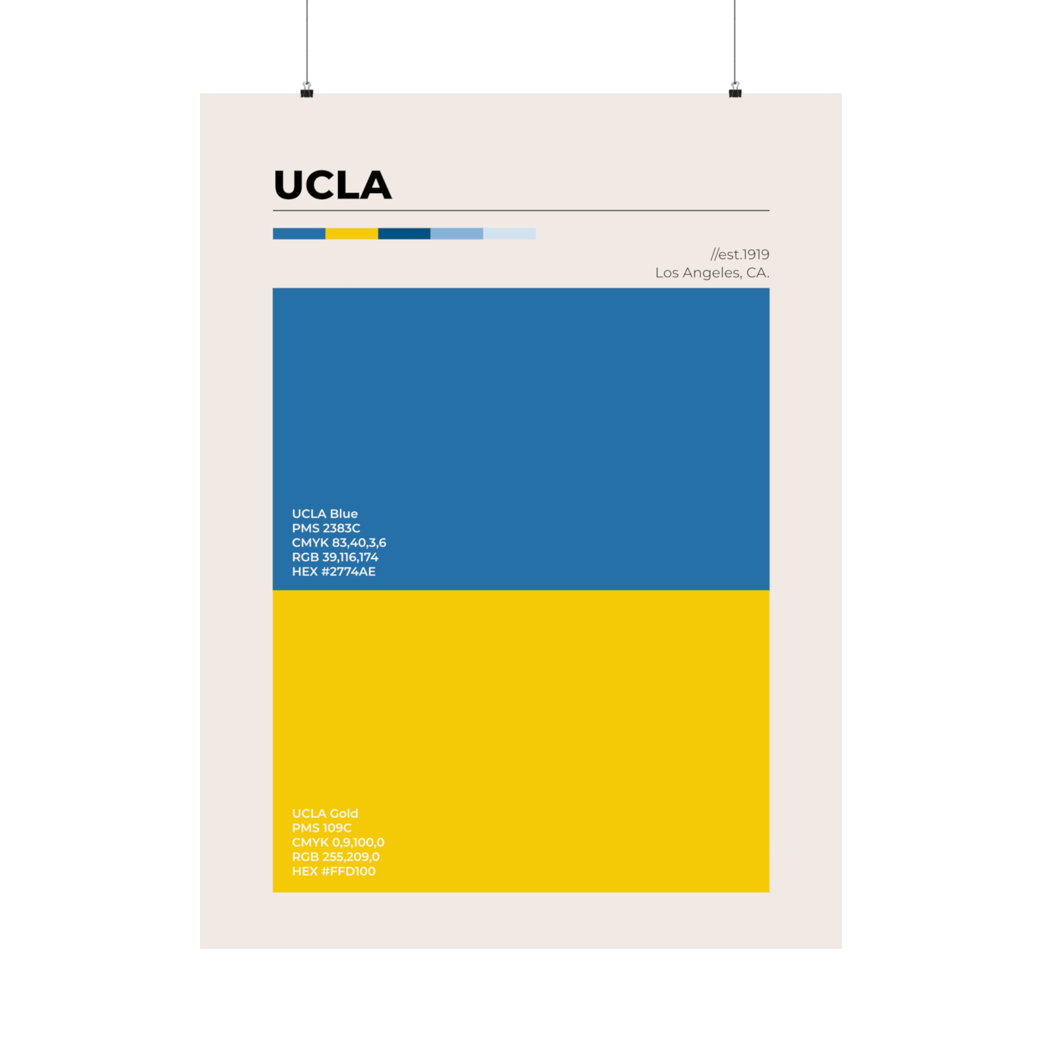 UCLA Bruins Pantone Poster Collegiate Wall Art - Etsy