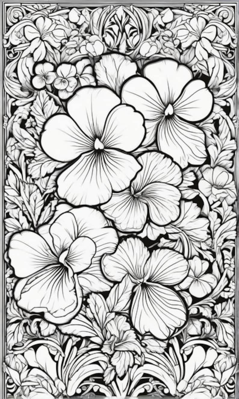 Floral Coloring Book for Kids and Adults, Relaxing and Stress-relieving ...