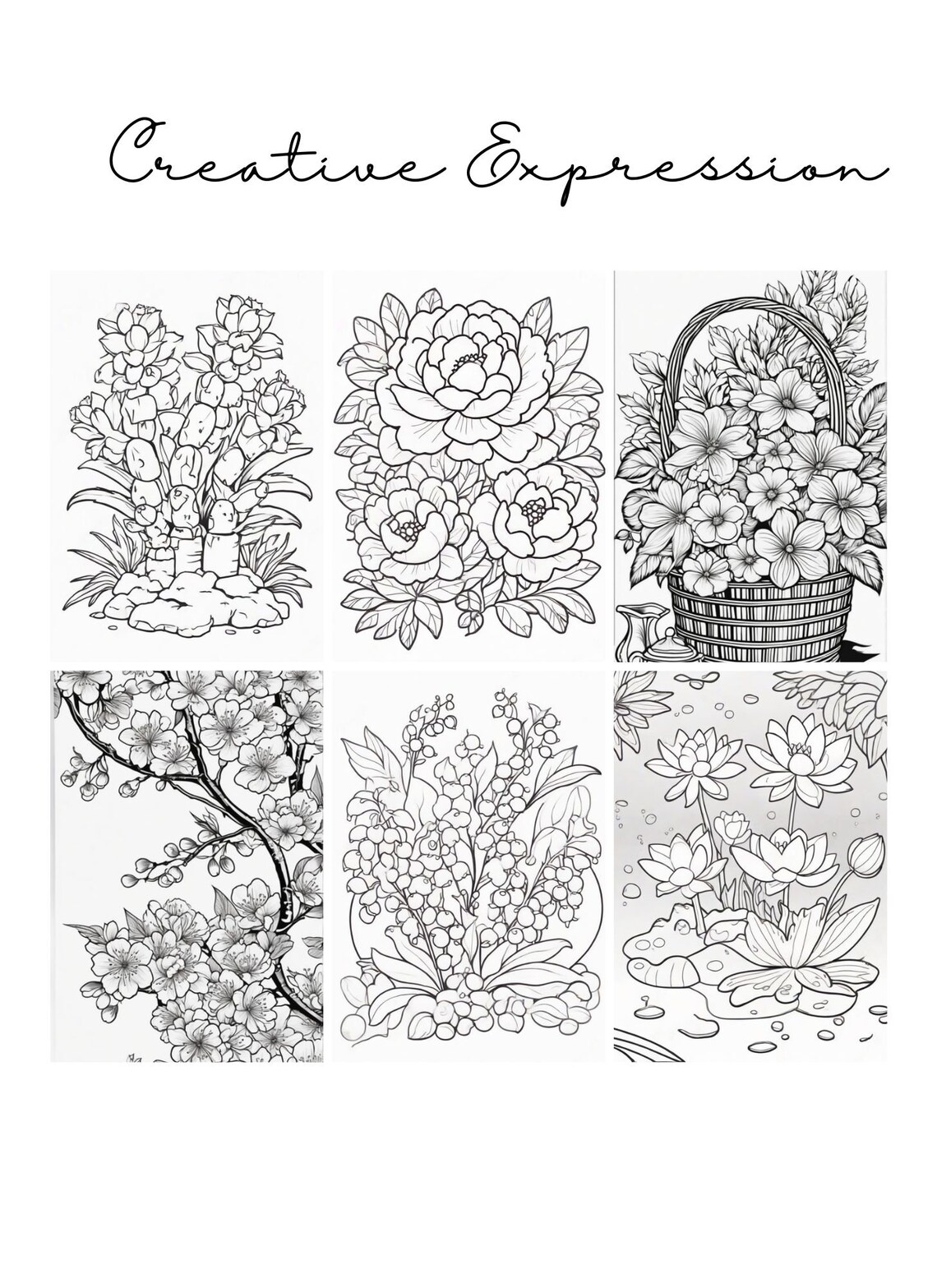 Floral Coloring Book for Kids and Adults, Relaxing and Stress-relieving ...