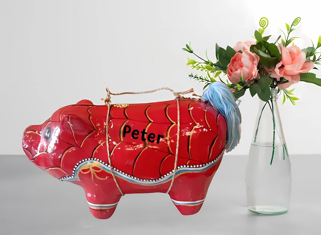Personalized Piggy Bank Paper Mache 15x7x5 Inches - Etsy